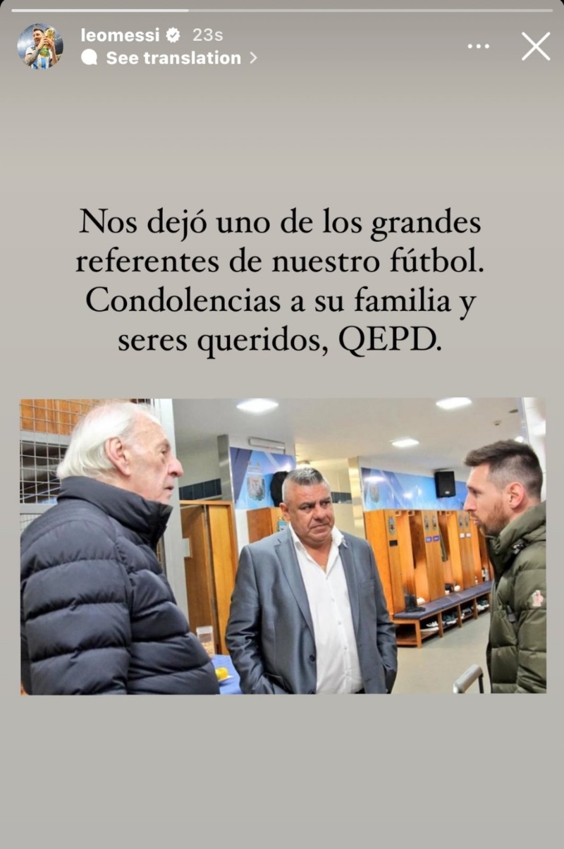 El posteo de Messi por el fallecimiento de César Luis Menotti